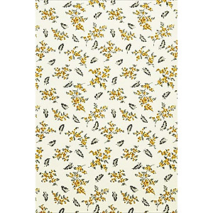 COTTONVILL Linen Blend Print Fabric (3yard, 02 - Gold Mimosa Ivory)