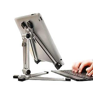 FUZADEL Portable Fold-Up Travel Stand Aluminum, Universal Tablet Stand Holder Foldable Multi-Angle Adjustable Stand for Tablet/Phone/Notebook/Tablet Holder for Surface Notebook Monitor Stand