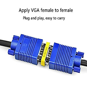 LNHCAW vga to vga 15 vga Connector、Null Modem Adapter Male to Male、Male to Female、vga Female to Female Adapter Extender Dual vga Adapter for 2 Monitors (2, Female to Female)
