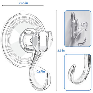 JUGEFORNI Wreath Hanger Suction Cup Hooks Reusable, 4 Pack Large Clear Heavy Duty Suction Hooks Hold 20 lb, Kitchen Bathroom Window Shower Suction Hanger for Wreaths, Towels, Loofah, Glass Door
