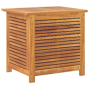 GOLINPEILO Outside Wooden Deck Box, Garden Storage Box with Louver, Patio Storage Container for Backyard, Porch, Garden, 23.6"x19.7"x22" Solid Wood Acacia