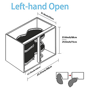 LOVKIT Blind Pull Out Shelf 2 Tier Pull Out Organizer For 36 Inch Blind Corner Cabinetry Double Layer Lazy Susan Rotating Shelves For Under Countertop Space Left Swing Out Tray Black Corner