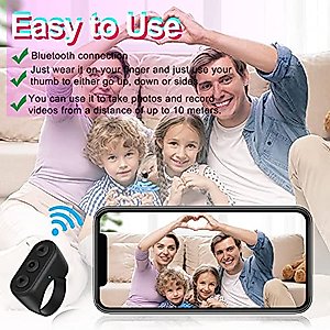 Upgrade TIK Tok Bluetooth Remote Control Page Turner - TUZTUALA 3 in 1 Function Video Scrolling Ring and Camera Shutter Remote and Phone Holder - Compatible with iPhone iPad Android Cell Phone