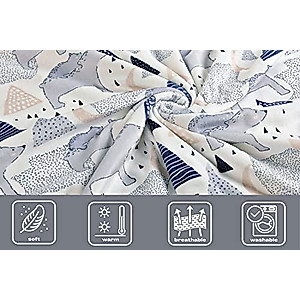 Vollmic Baby Blanket Bedding Flannel Fleece Minky Blanket Unisex Baby Plush Blanket with Dotted Backing (Polar Bear)