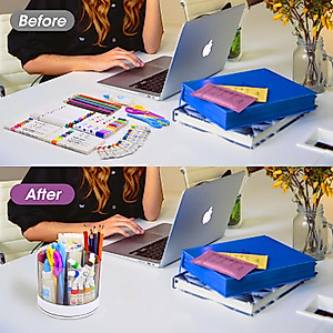 Vusmer Pencil Holders & Pen Holders for Desk 6 Slots 360 Degree Rotating Desk Organizers for Desk Desktop Storage