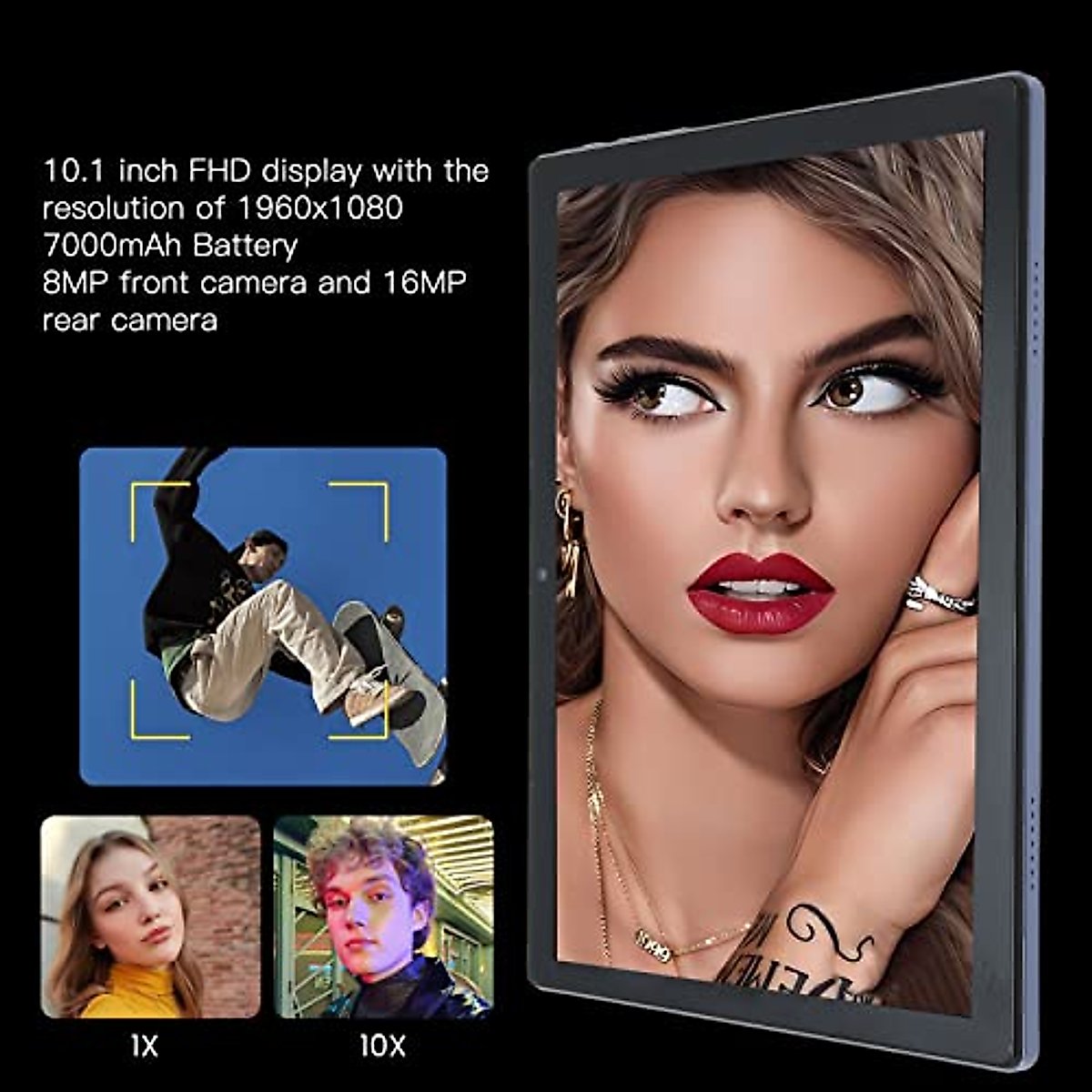 Tablet 10.1 inch Android 12 Tablet, 8GB RAM and 256GB ROM, Octa Core CPU, 5G WiFi, Support 4G Communication Network, Dual 16MP and 8MP Camera, Blue