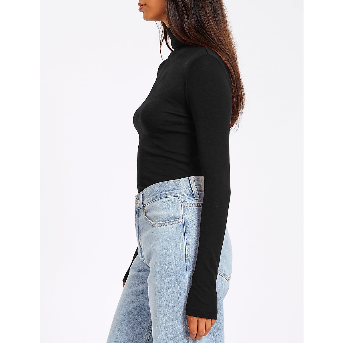 Trendy Queen Women's Turtleneck Long Sleeve Shirts Mock Neck Tops Fall Fashion Basic Layering Tight Stretch Pullover Thermal Underwear Winter Clothes 2024 Black