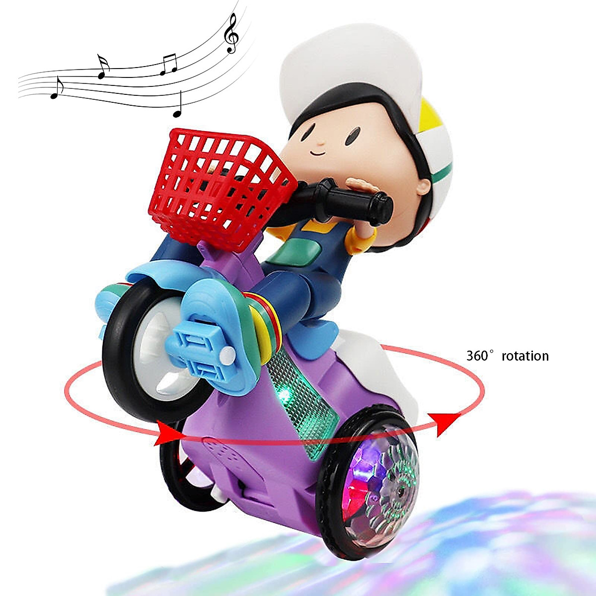 Cevly Robot Toys for Kids,Spinning Stunt Car Toys,Dancing Electric Trike Kids Motorcycle Cartoon Toy,Interactive Toy with Music & Light Christmas Birthday Gifts for 3 4 5 6 7 Year Old Boys Girls