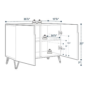 SIGNWIN Sideboard Buffet Cabinet, Kitchen Storage Cabinet with 2 Doors, Golden Rising Shining Sun Horizon, Cupboard Console Table for Dining Room - 35" L x 18" W x 29" H