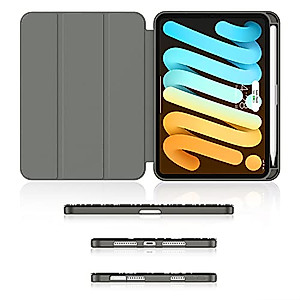 Soke New iPad Mini 6 Case 2021 with Pencil Holder - [Full Body Protection + 2nd Gen Apple Pencil Charging + Auto Wake/Sleep], Soft TPU Back Cover for 2021 iPad Mini 6th Generation 8.3 inch(BookBlack)