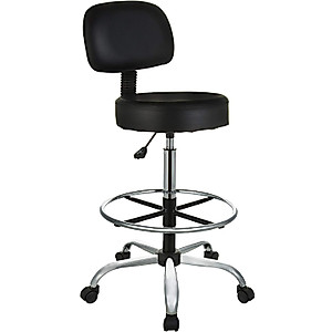 Amazon Basics Multi-Purpose Adjustable Drafting Spa Bar Stool with Foot Rest and Wheels - Black