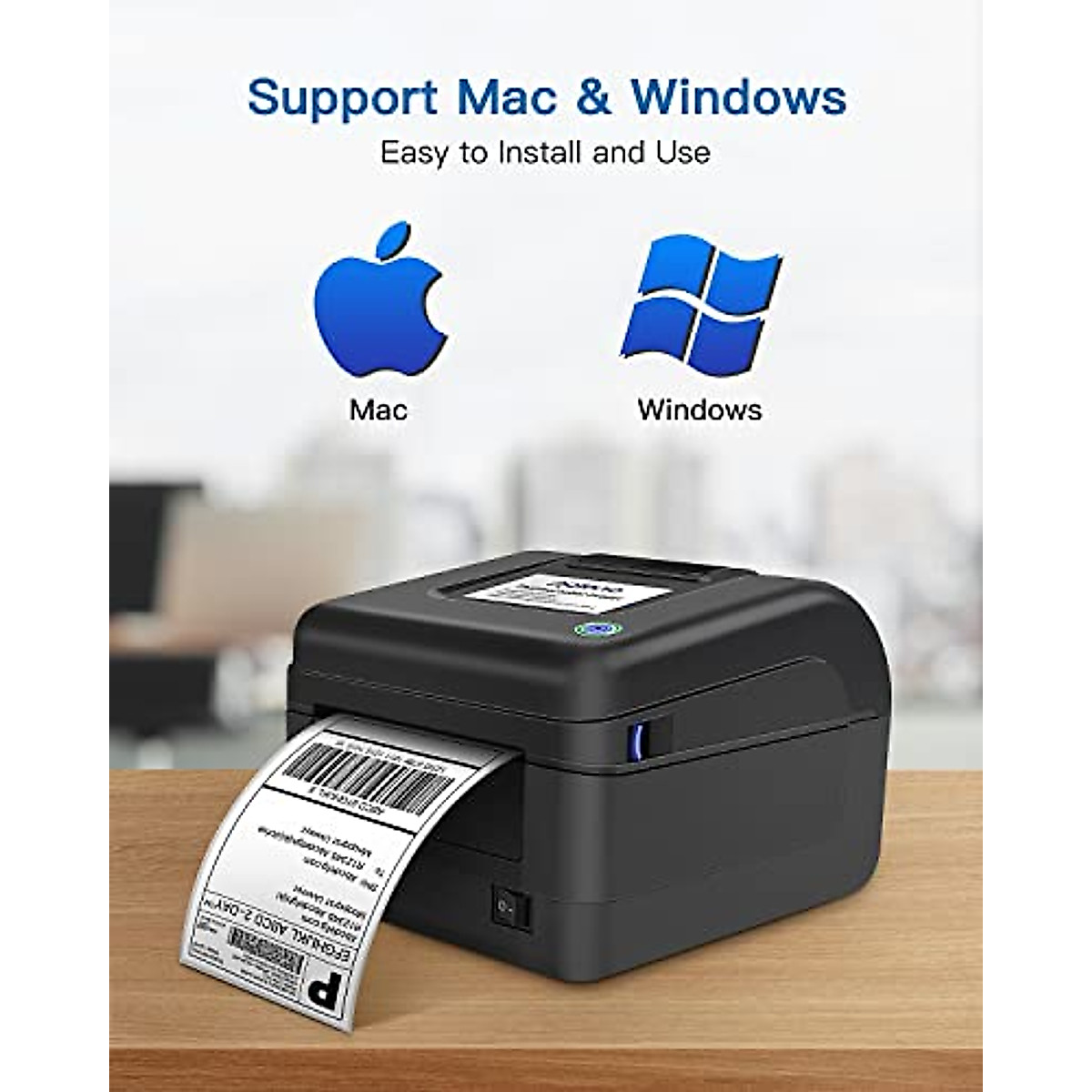 POLONO Label Printer, PL420 4x6 Thermal Printer, High-Speed Shipping Label Printer, Commercial Direct Thermal Printer, Label Holder, Thermal Label Holder for Fan-Fold and Roll Labels