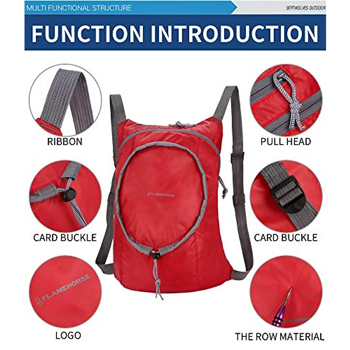 Scotry Ultra Lightweight Packable Travel Backpack, Man Women Foldable Handy Daypack for Camping Outdoor Hiking Cycling (Orange)