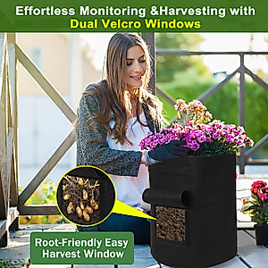 SORANGEUN 2-Pack 15-Gallon Grow Bags with 2 Flaps and Reinforced Handles,Non-Woven Potato Grow Bags, Heavy-Duty Thickened Aeration Fabric Pots for Potatoes, Tomatoes, Flowers, and Vegetables