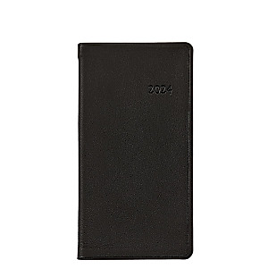 Graphic Image 2024 Pocket Datebook Planner, Week-at-a-view pages, Holidays for the United States and Canada, Genuine Leather (3.125" W x 6" H - Made in the USA)