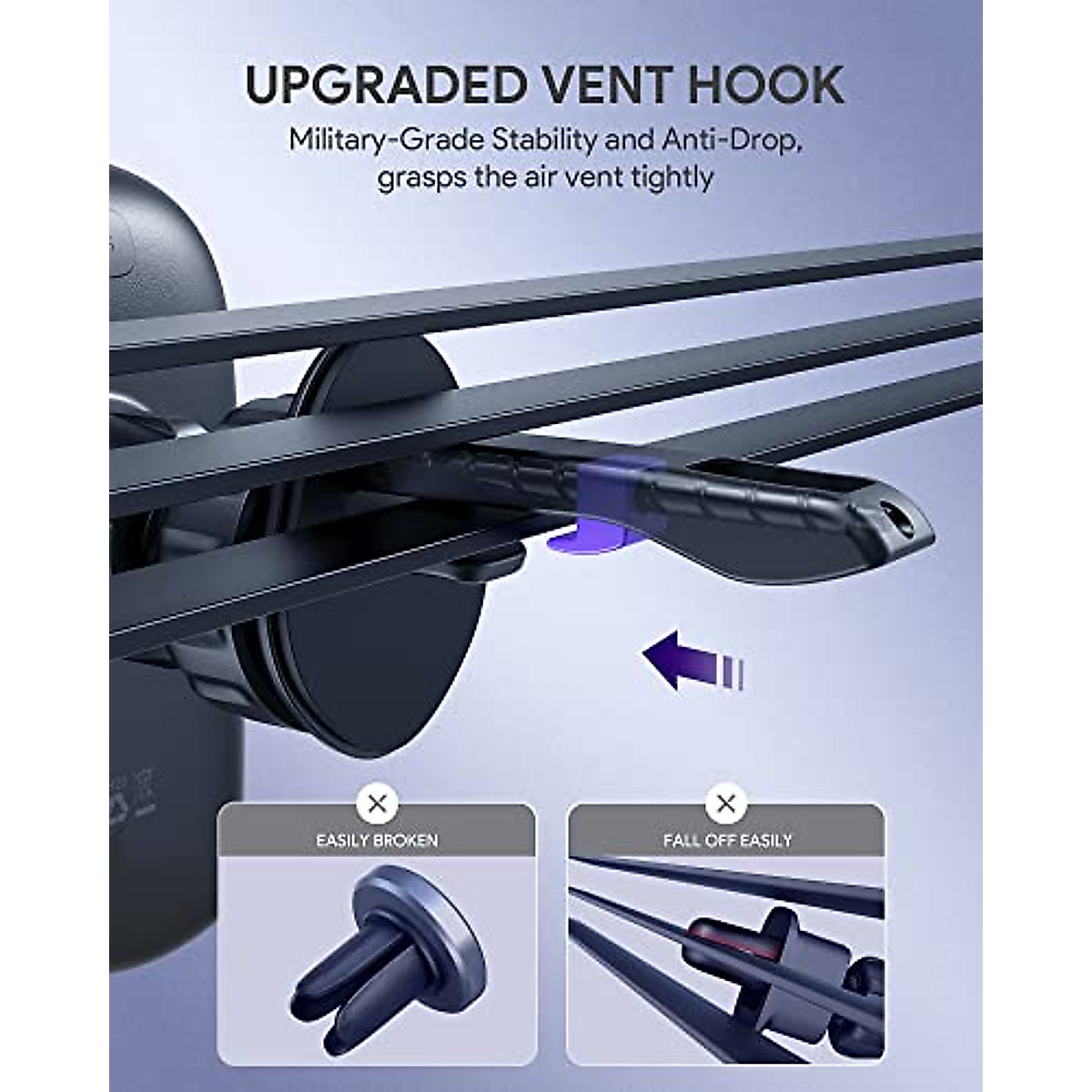 HHJ Phone Mount for Car [Super Stable & Easy] Upgraded Air Vent Clip Car Phone Holder Mount Fit for All Cell Phone with Thick Case Handsfree Car Mount for iPhone Automobile Cradles Universal