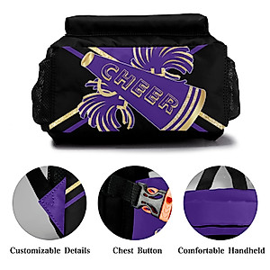 BigBigift Personalized Cheer Blue Black Cheerleaders Multifuction Backpack with Name Text for Women Men Gift, 12.2(L)x5.9(W)x16.5(H)inch