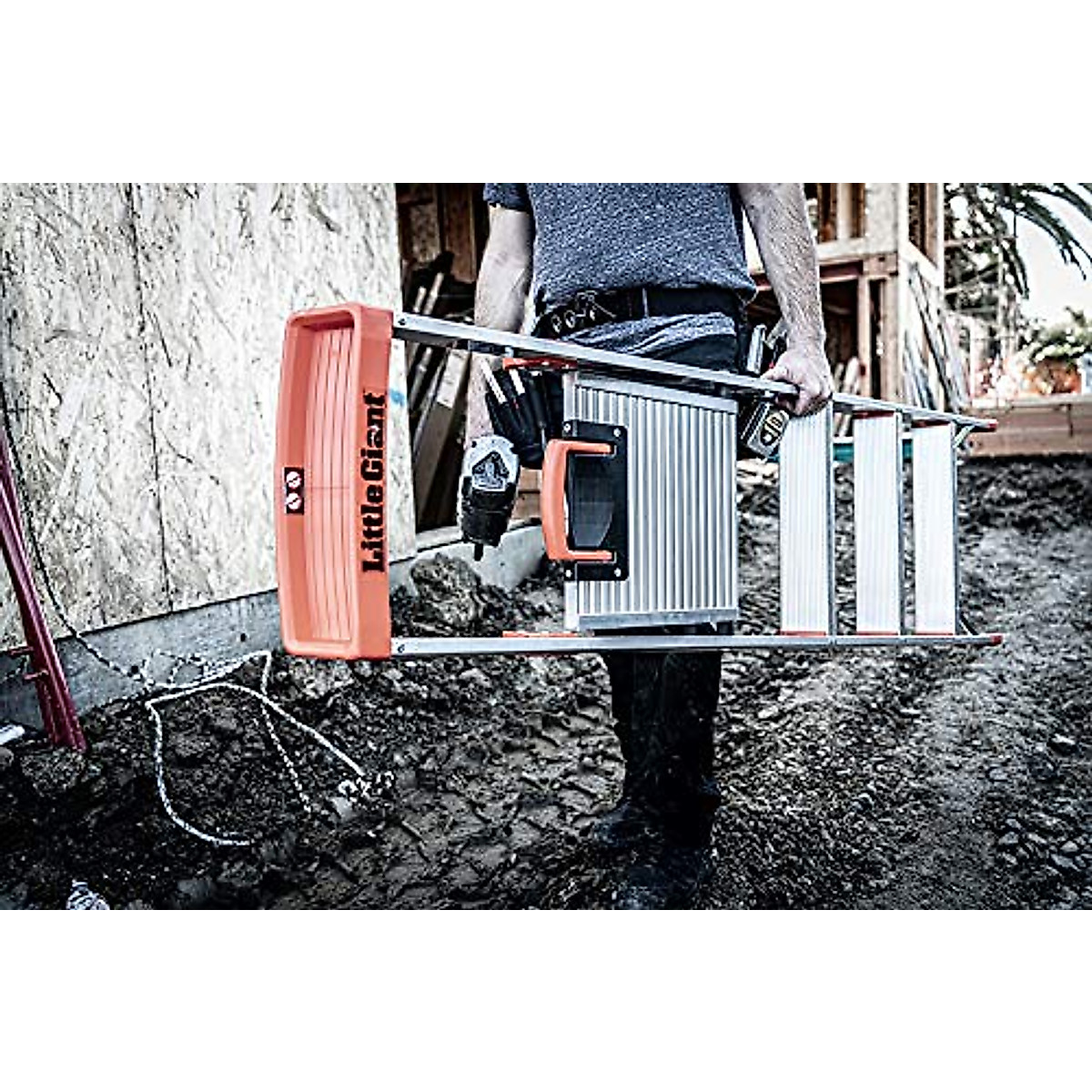 Little Giant Ladder Systems Flip N Lite 6 Foot 300 Pound Capacity Aluminum Lightweight Slim Stepladder Ladder