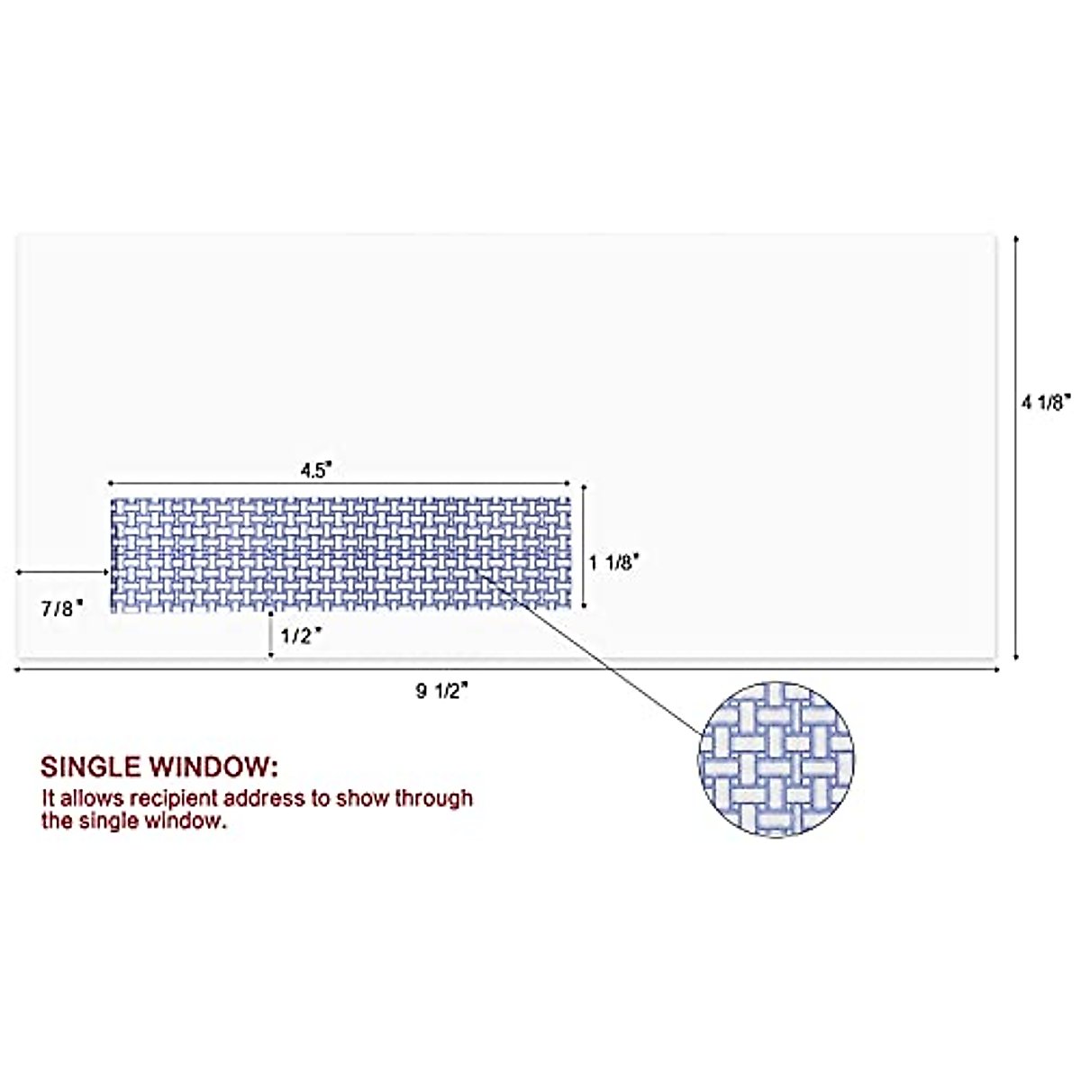 500#10 Single Left Window SELF Seal Security Envelopes, Designed for QuickBooks Invoices & Business Statements, Computer Printed Checks Peel and Seal Flap Number 10 Size 4-1/8 x 9-1/2 Inches, 24 LB