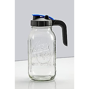 Mason Jar 64 oz Pitcher, Large Mason Jars Half Gallon Pitcher with Wide Mouth Airtight Lid, Heavy Duty 2 Quart Glass Pitcher With Lid for Cold Brew, Sun Tea, Juice, Coffee, Leakproof, Set of 1