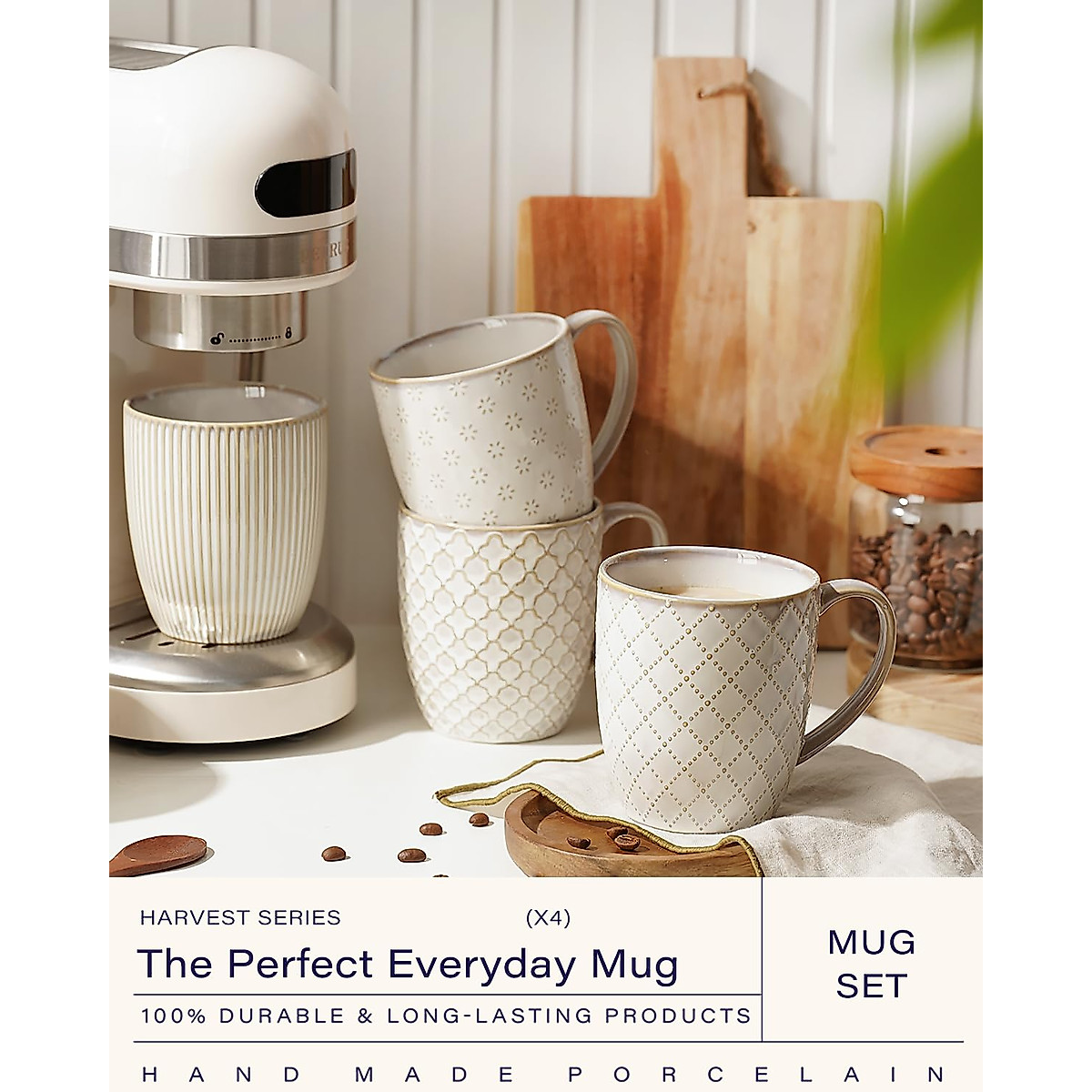 getstar Coffee Mugs Set of 4, Ceramic 18 oz Coffee Mug Microwave and Dishwasher Safe, Coffee Cups Ceramic with Big Handle