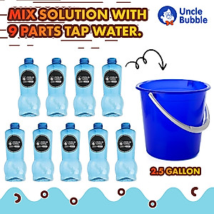 Uncle Bubble 12.8 Oz Concentrated Bubble Solution | Make 1 Gallon (1:9) Refill Solution for Kids Bubble Machine, Giant Wand and Gun Blower | Party Celebrations, Classroom Prizes, Toys (Silver Cap)