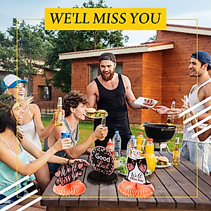 7 Pcs Going Away Party Decorations We Will Miss You Honeycomb Decoration 3D Farewell Table Centerpieces for Party Sign for Goodbye Bye Retirement Adventure Graduation Party Table Decor Supplies