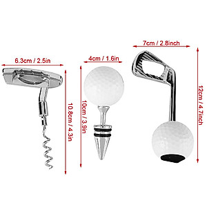 Bottle Opener Wine Stopper Set, Golf Shaped Corkscrew Wine Opener, Wine Beer Openers, Champagne Stoppers for Bar Wedding Celebration Club, Golf Gift Sets for Golfer Enthusiast