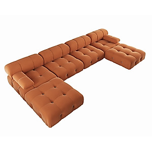 BOKIFOL Sectional Sofa, Modular Sectional Couch with Ottomans- U Shaped Couch for Living Room, 6 Seater Sofa Sets,138"(Orange)