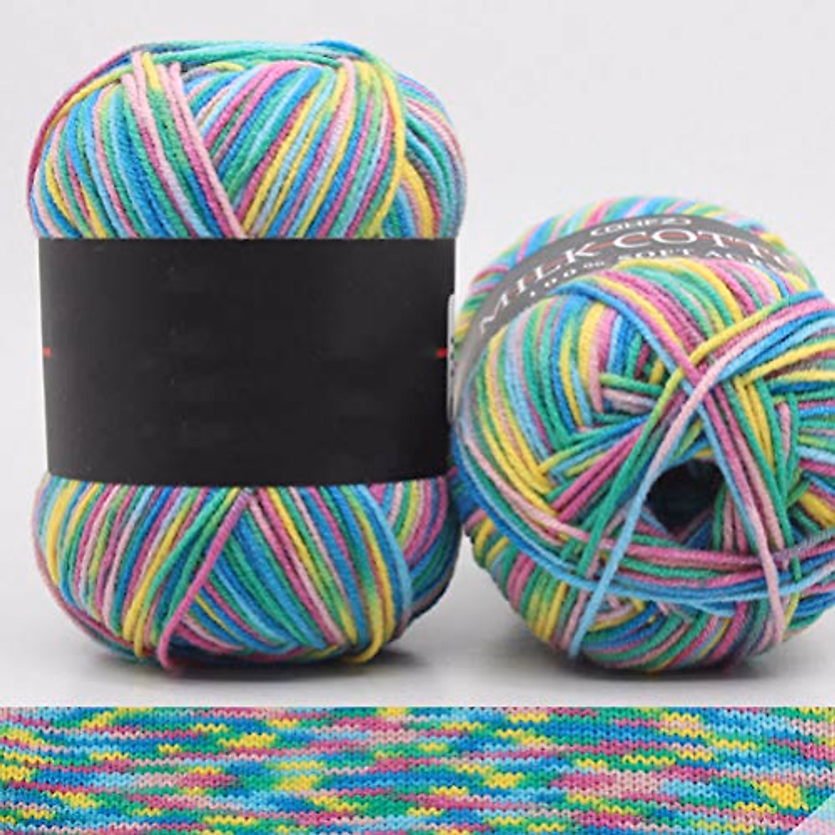 Healifty Multicolor Gradient Cotton Yarn Soft Knitting Wool 5 Rolls for Crochet Knitting