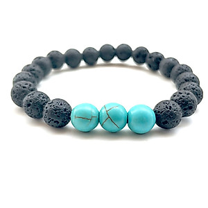 GIONO 2PCS Lava Stone Turquoise Reiki Bracelet Howlite Essential Oil Diffuser Relationship Beads Elastic Yoga Balance Bangle