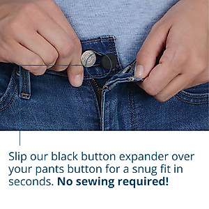 Flexible Button Waist Extenders for Pants (6-Pack Black) Men and Women’s Pants, Shorts, Skirts - Jean Extender Button by Comfy Clothiers