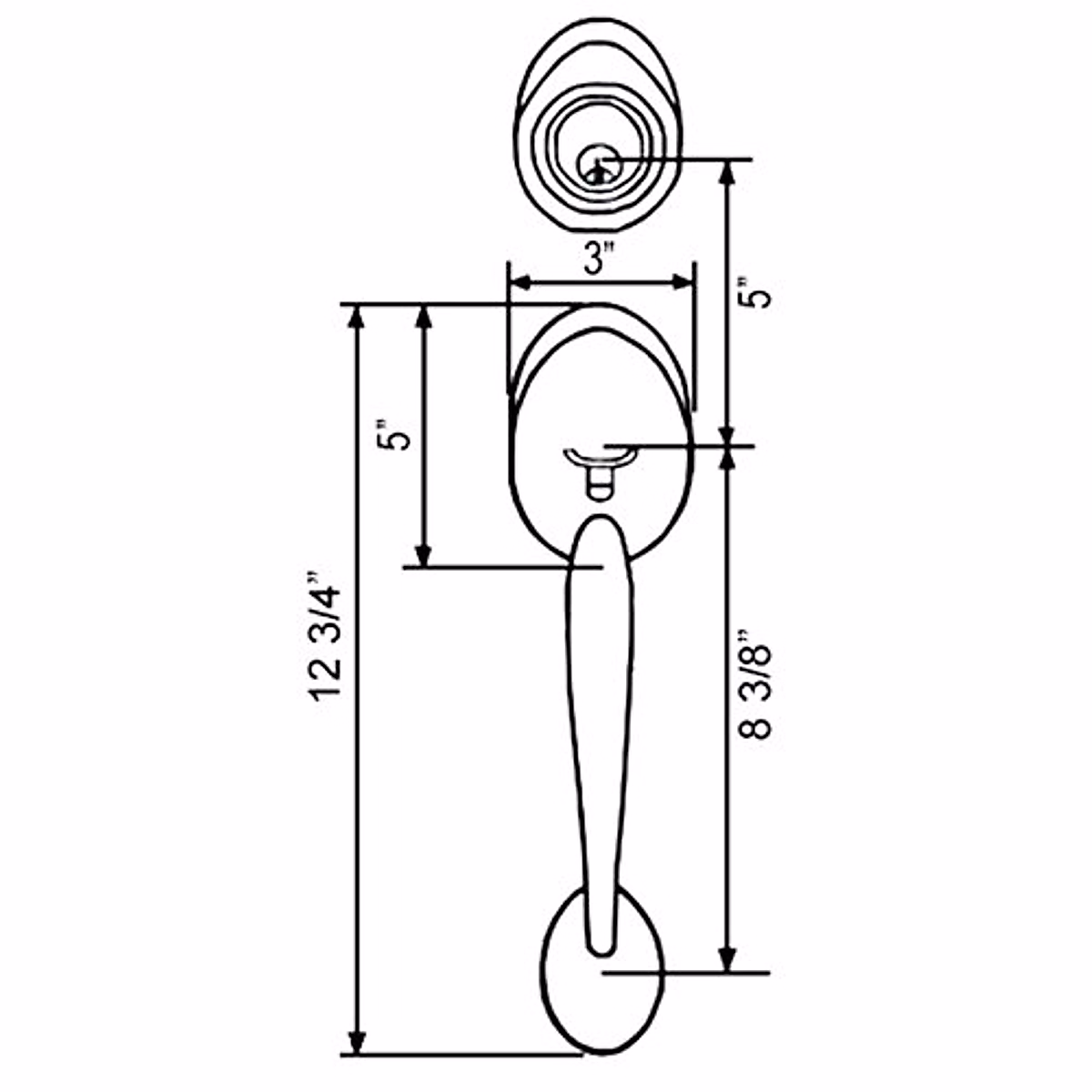 eBuilderDirect Satin Nickel Front Door Single Cylinder Handleset Handle Set with 835DC Lever