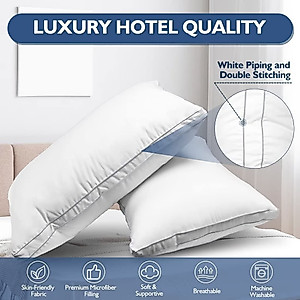 JICUSE Bed Pillows King Size Set of 2, Hotel Quality King Pillows 2 Pack for Sleeping with Soft Down Alternative Filling, Gusseted Bedding Pillow for Back, Stomach or Side Sleepers, 20" x 36"