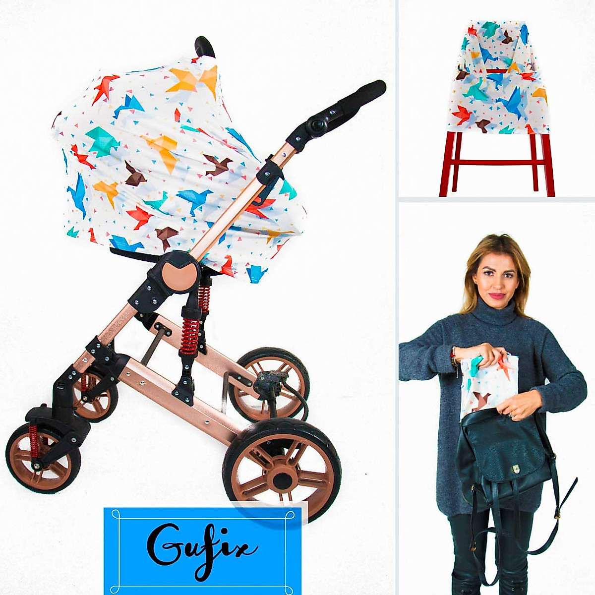 Nursing Breastfeeding Cover Scarf - Baby Car Seat Canopy - Gift - Shopping Cart, Stroller, Car Seat Cover for Girls and Boys - Best Multi-Use Infinity Stretchy Shawl - Origami