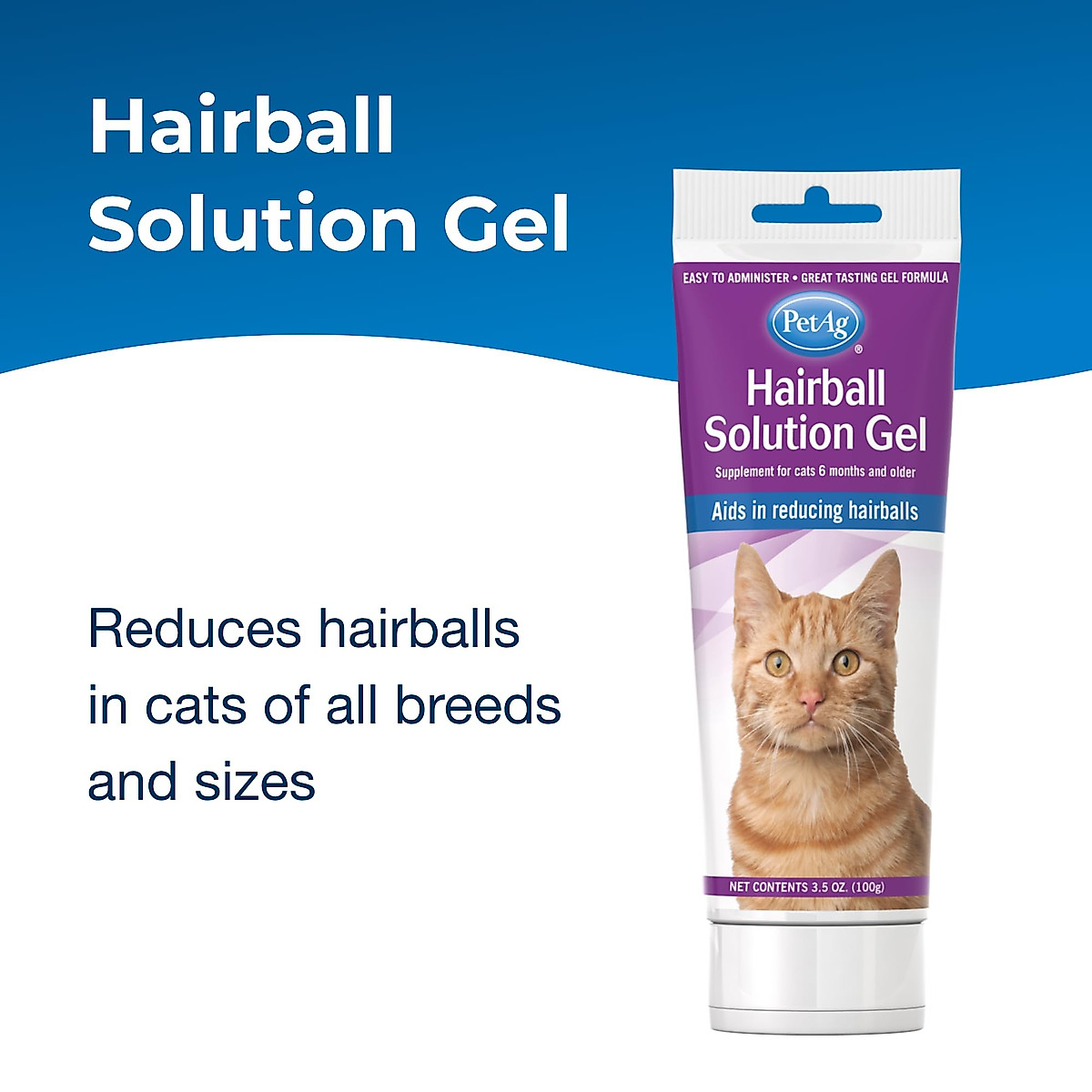Pet-Ag Hairball Solution Gel Supplement for Cats - 3.5 oz - Helps Prevent and Reduce Hairballs in Cats 6 Months and Older