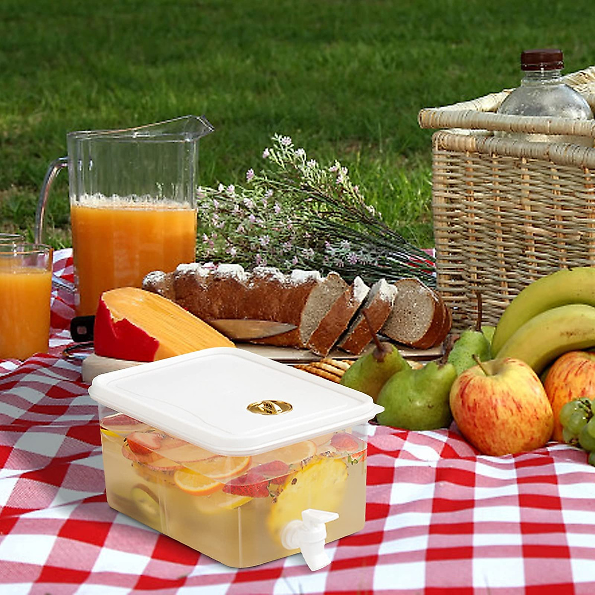 Cold Kettle With Faucet Beverage Dispenser, 3 / 5L Large Capacity Plastic Beverage Dispenser, With Faucet Ice Lemonade Juice Container With Lid, Fruit Teapot Lemonade Bucket Drink