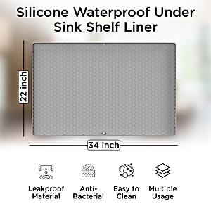 Under Sink Mat 22x34 - Under the Sink Mat Waterproof - Under Sink Protector Mat - Under Kitchen Sink Mats and Protectors - for Cabinets - Under Sink Waterproof Mat