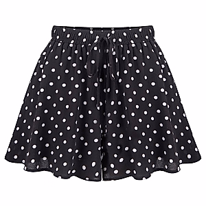 Fuwenni Women's Summer Casual Comfy Culottes Shorts Elastic Waist Wide Leg Beach Shorts with Pockets Black XXL/US 16