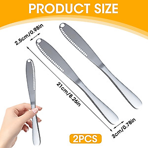 2PCS Stainless Steel Butter Spreader Knife, Butter Curler, 3 in 1 Butter Knife Spreader, Butter knife with Holes in Blade, Multi-Function Butter Spreader and Grater with Serrated Edge, Cut Vegetables
