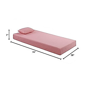 Lexicon Valente 7-Inch Gel-Infused Memory Foam Mattress Set, Twin, Pink