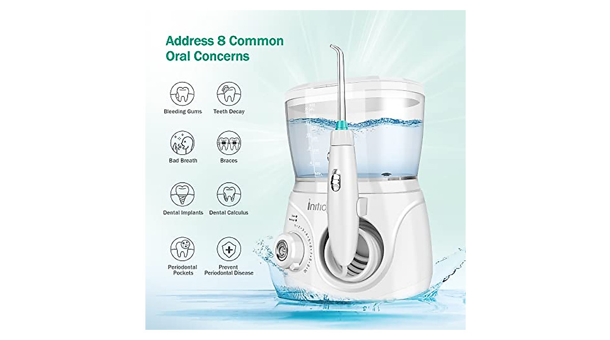 Initio Water Dental Flosser with 10 Modes & 600ML Tank - Deep Oral Clean
