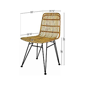 South Shore Balka Rattan Dining Chair, Set of 2 Rattan and Black, Bohemian Harmony