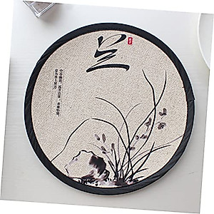 Didiseaon Jute Mat Round Placemats Photo Coasters Desk Mat for Desktop 2pcs Decorative Coasters Wedding Party Placemats Fashions Placemats Home Placemats Round Design Coasters Table Decor