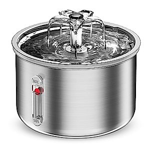 PtPMPUS Cat Water Fountain Stainless Steel Pet Fountain 2L/67oz Dog Water Bowl Dispenser Automatic Water Dispenser for Dogs Ultra-Quiet Water Fountain for Cats Inside