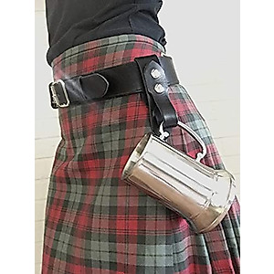 Black Leather Tankard Strap for Belt Renaissance Festival Beer Mug Holder Fits on Wide Belts USA Made