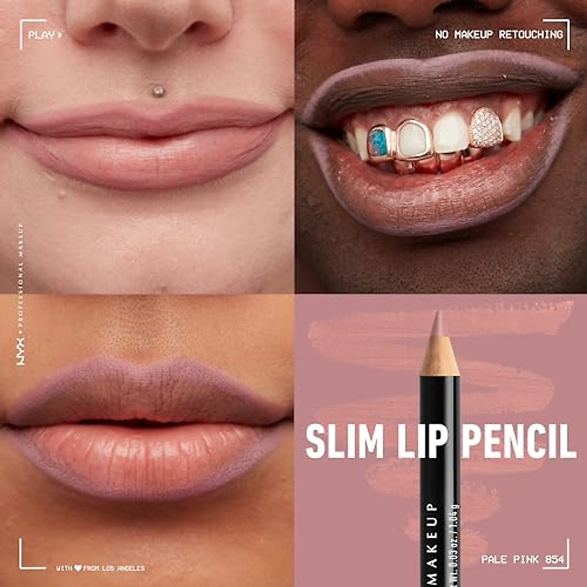 NYX PROFESSIONAL MAKEUP Slim Lip Pencil, Long-Lasting Creamy Lip Liner - Pale Pink