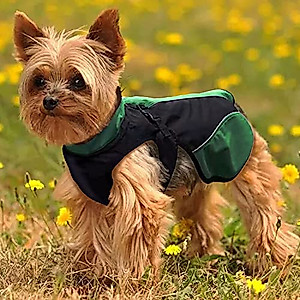 H.S.C.PET Reflective Dogs Raincoats Waterproof Shirts,Green Adjustable Puppy Lightweight Jacket, Doggie Windproof Warm Vest with Harness Hole