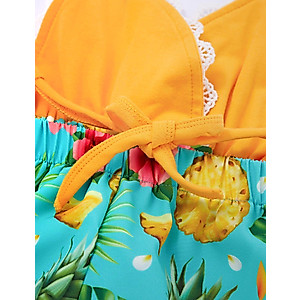 ADIFUN Toddler girl clothes 18-24 months girl summer pineapple pattern suspender romper+Headband two-piece suit toddler girl jumpsuit clothes outfits