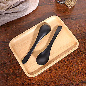 6PCS Asian Soup Spoons Chinese Soup Spoons Japanese Soup Spoons Spoons Rice Spoons Black Melamine Spoons Tableware for Ramen Wonton Dumpling Miso
